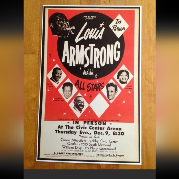 Art | Louis Armstrong And His All Stars Poster At The Civic Center ...